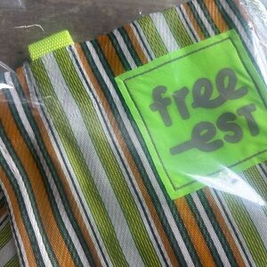 Free People | Bags | Free People Pink And Green Striped Tote Bag | Poshmark